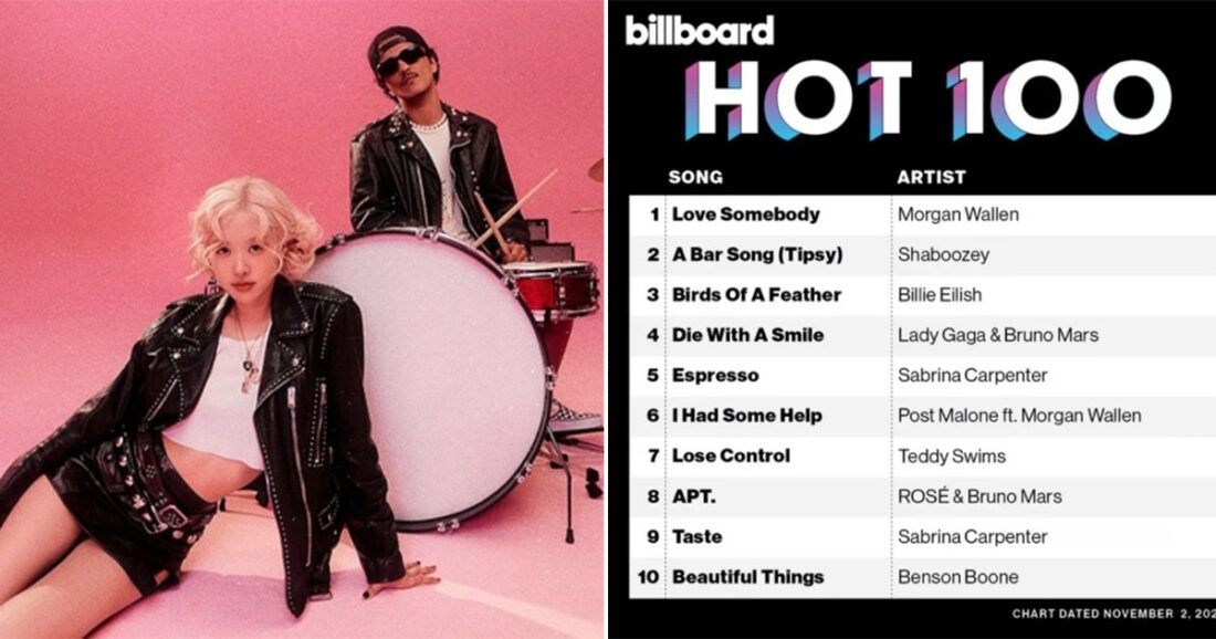 Rosé and Bruno Mars' "APT." Blows Up on Billboard, Setting Major K-pop ...